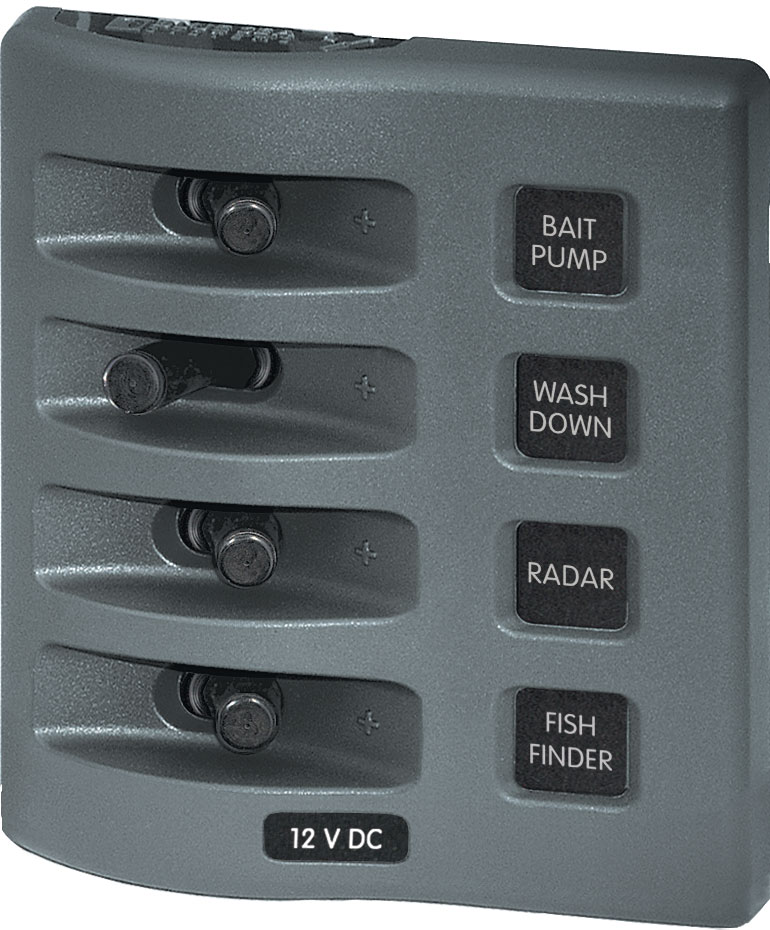 Blue Sea Weather Deck Panel 12v 4 Gang Switch Panel - OTH Fishing ...